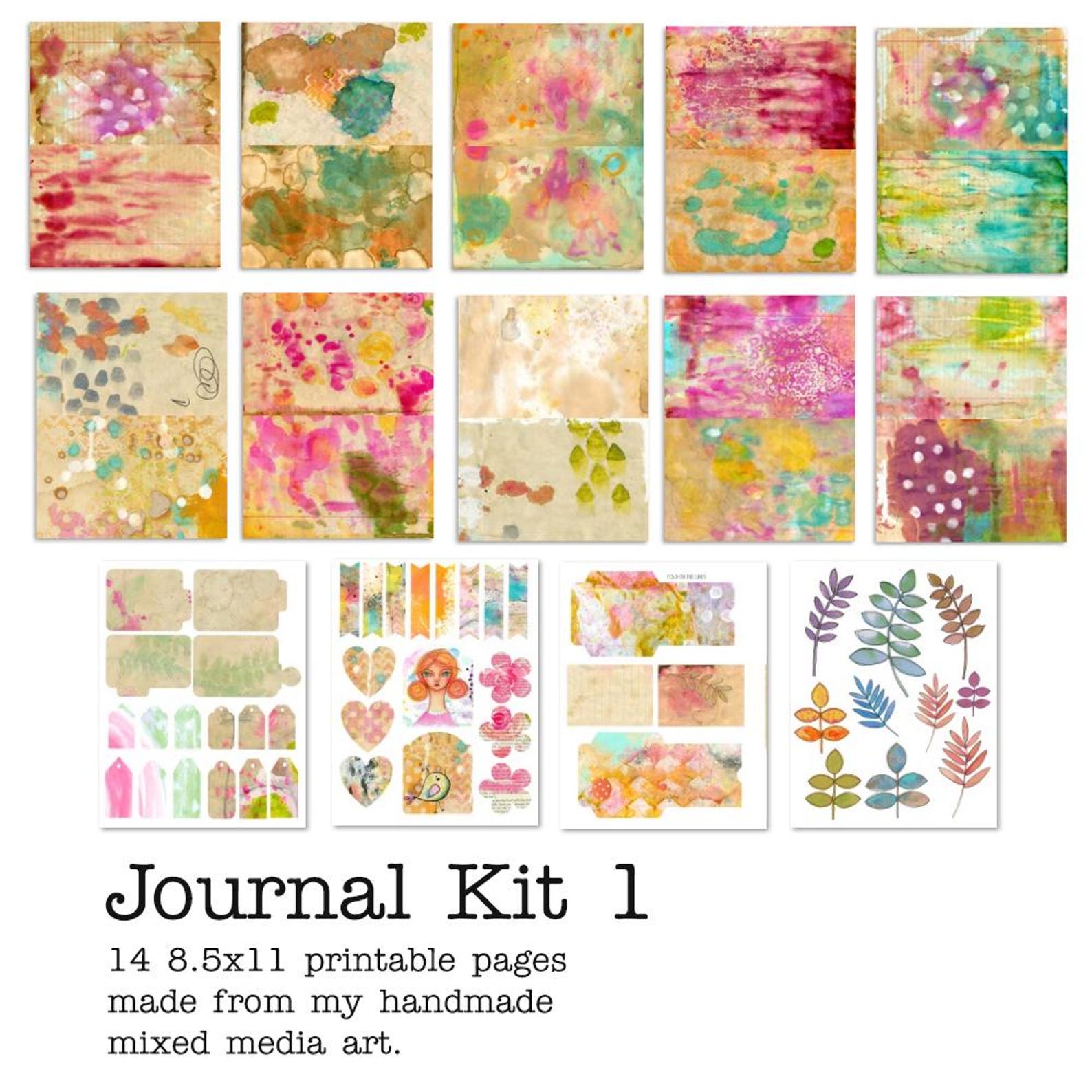 Printable Journal Kit - Art Journal Printable - Junk Journal Art Papers ...