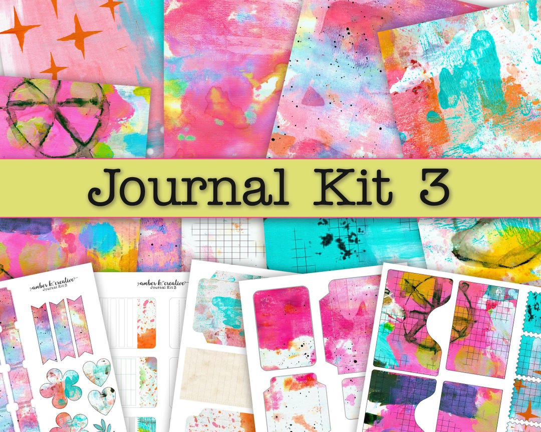 Journal Kit 3 - Mixed Media Printable - Junk Journal Art Papers - Etsy