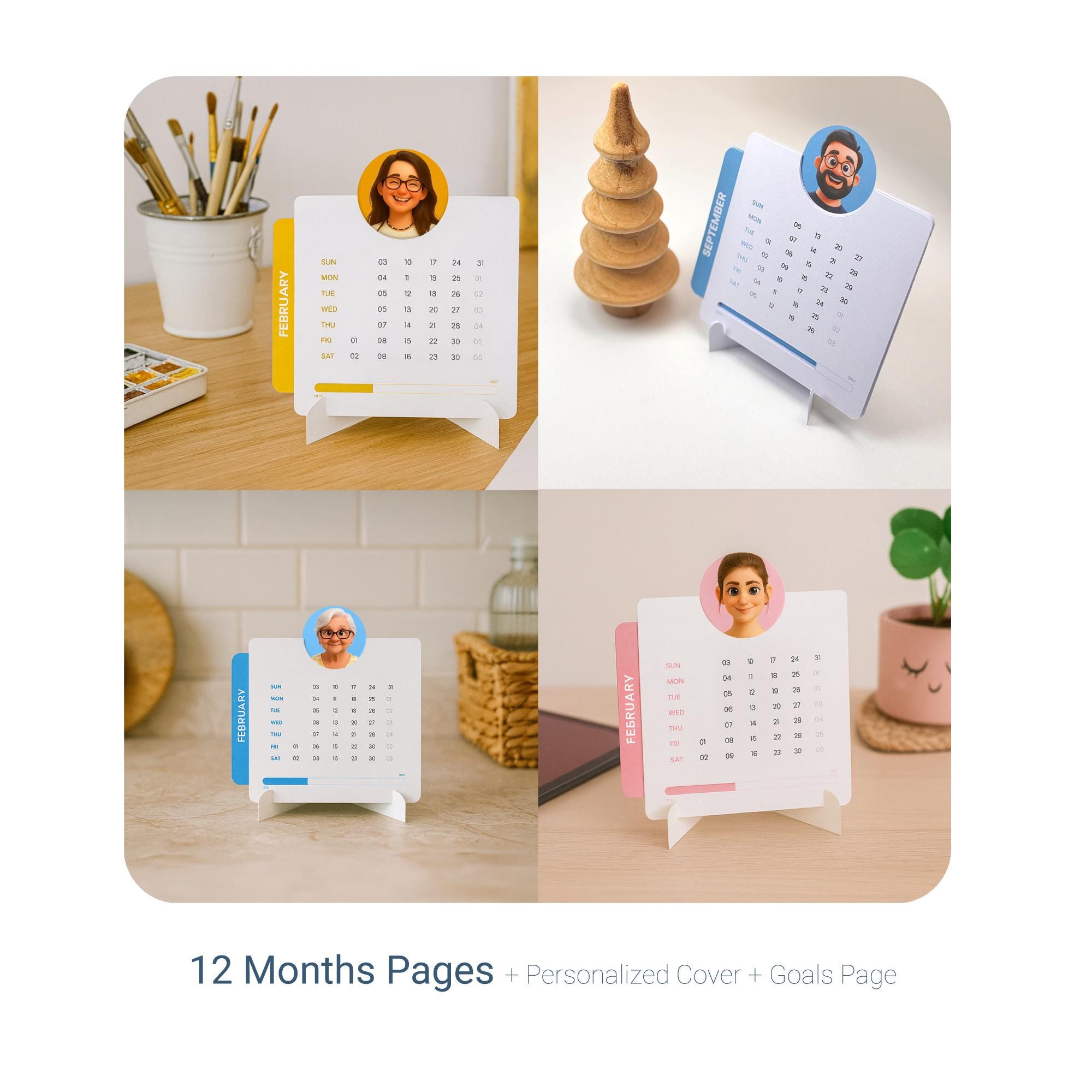 Personalized 2026 Desk Calendar: Custom Pixar-style Portrait - Etsy