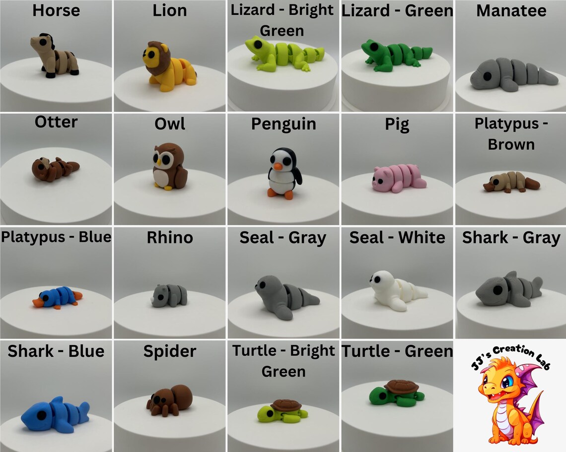 Little Critters | 3D Printed Articulated Animals, Shelf Sitters, Cute ...