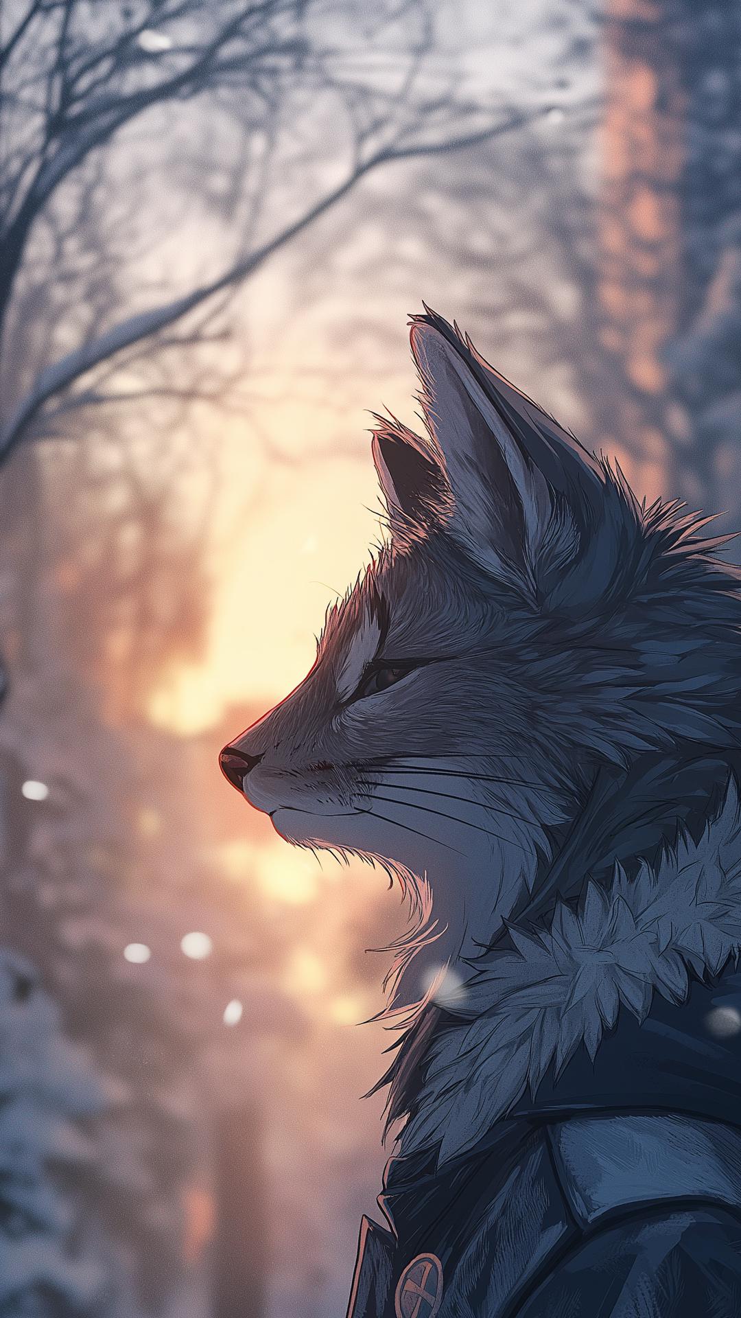 Winter Evening Stroll - Digital Art of a Wolf in Snowy Forest - Etsy