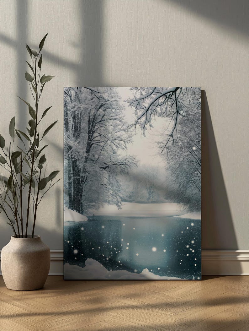 Tranquil Winter Lake: Snow-covered Serenity - Etsy