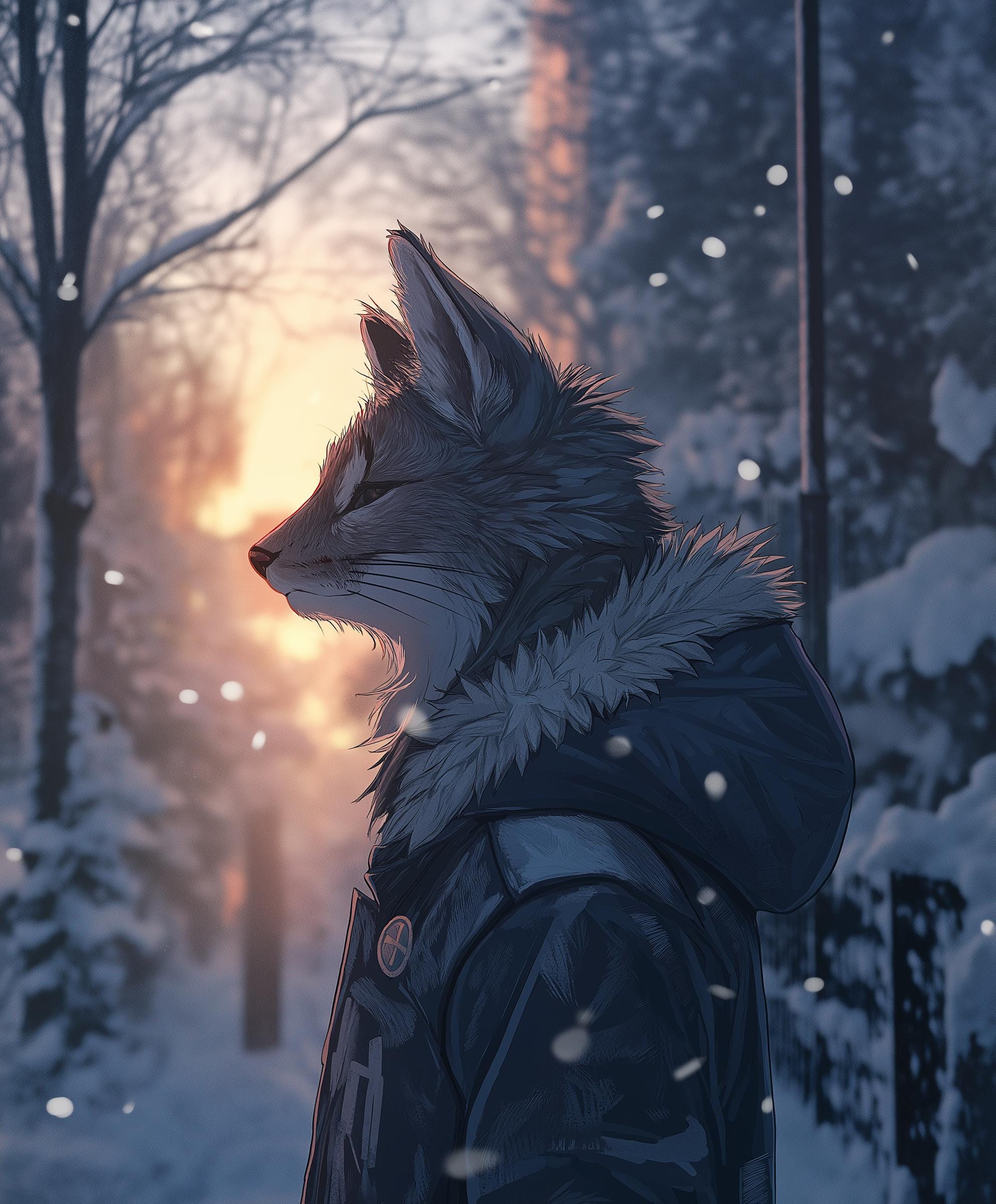 Winter Evening Stroll - Digital Art of a Wolf in Snowy Forest - Etsy