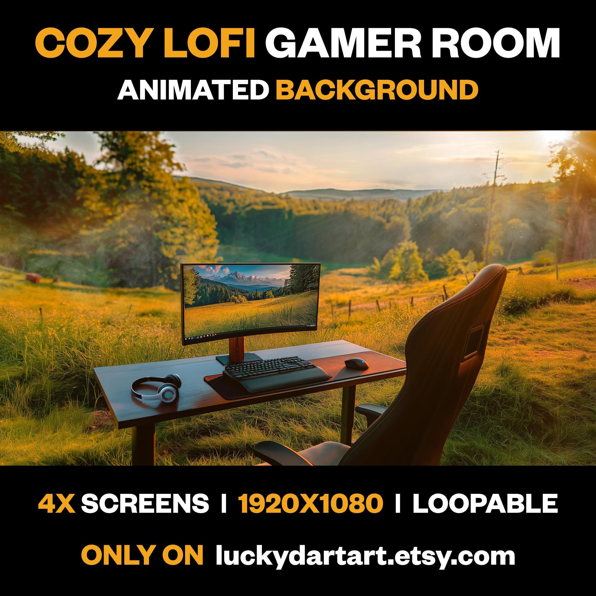 Cozy Lo-fi Gamer Room Stream Overlay: Animated Screens (1920x1080px) - Etsy