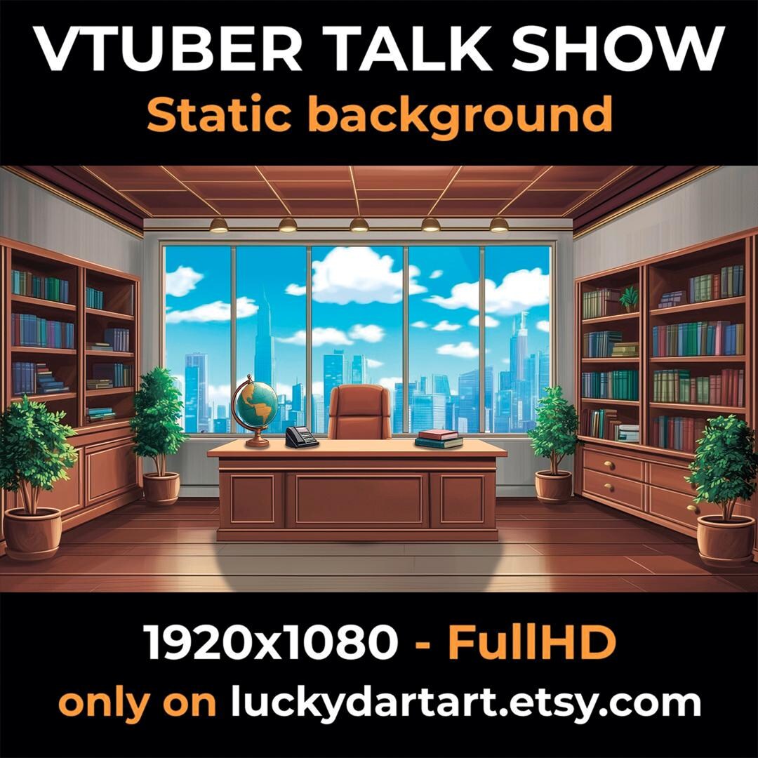 Anime Office Vtuber Background: Streaming Talk Show Set (digital ...