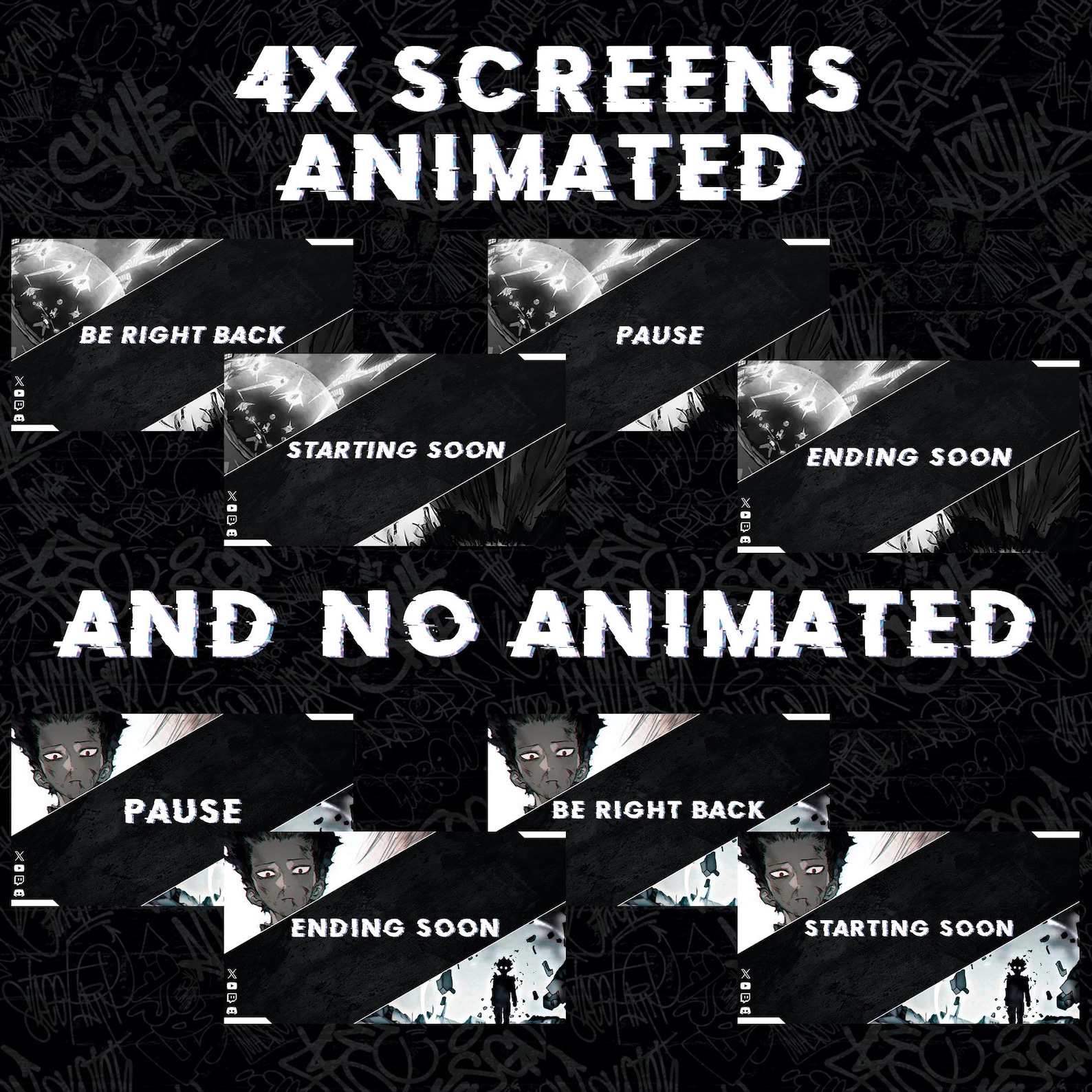 Dark Anime Twitch Stream Pack – Animated Overlays, Screens, Panels ...