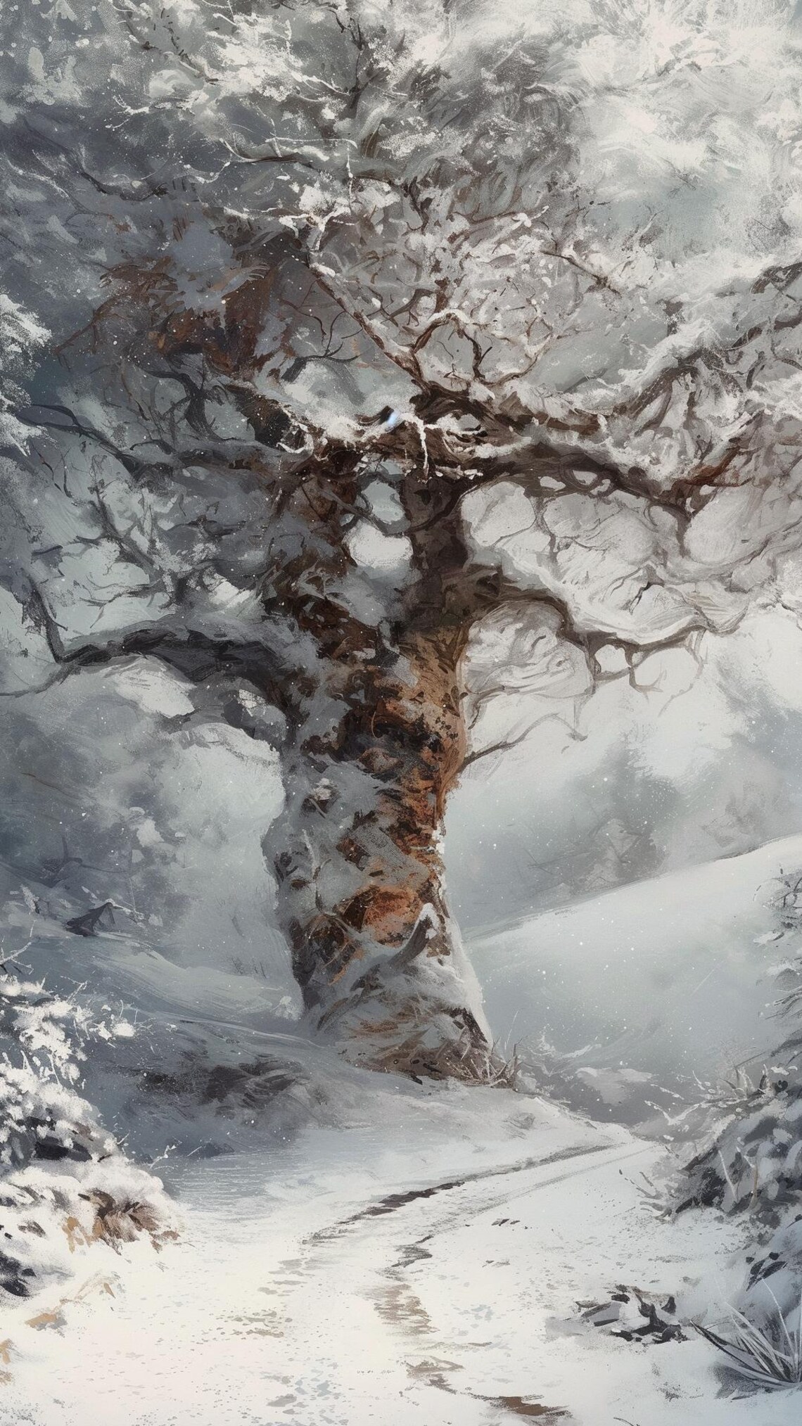 Winter Wonderland Ancient Tree Art Print - Etsy UK