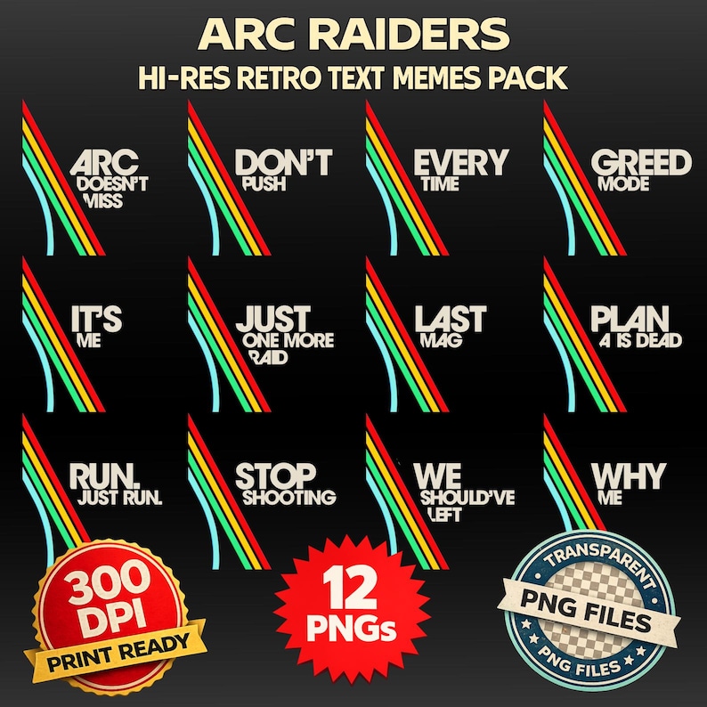 Arc Raiders Meme PNG Bundle | “don’t Shoot” Quotes | Gamer Humor Text ...