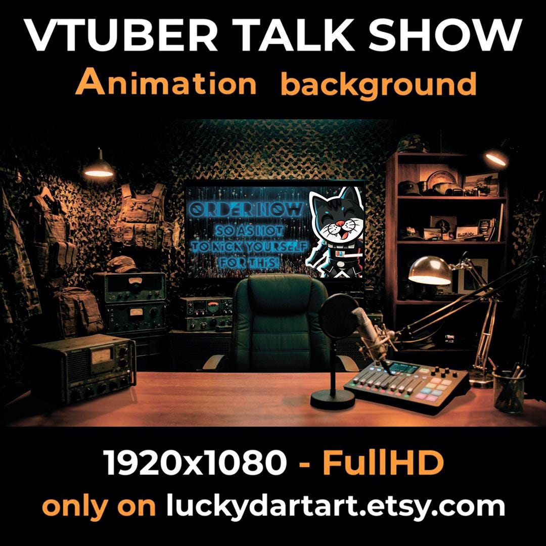 Animated Military Vtuber Stream Overlay | Talk Show Background ...