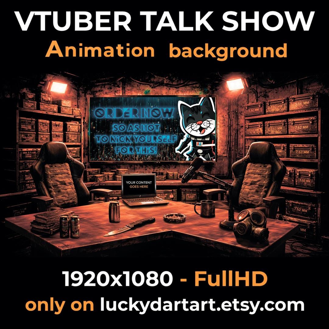 Military Vtuber Talk Show Overlay | Animated Stream Room (PNG + WEBM ...