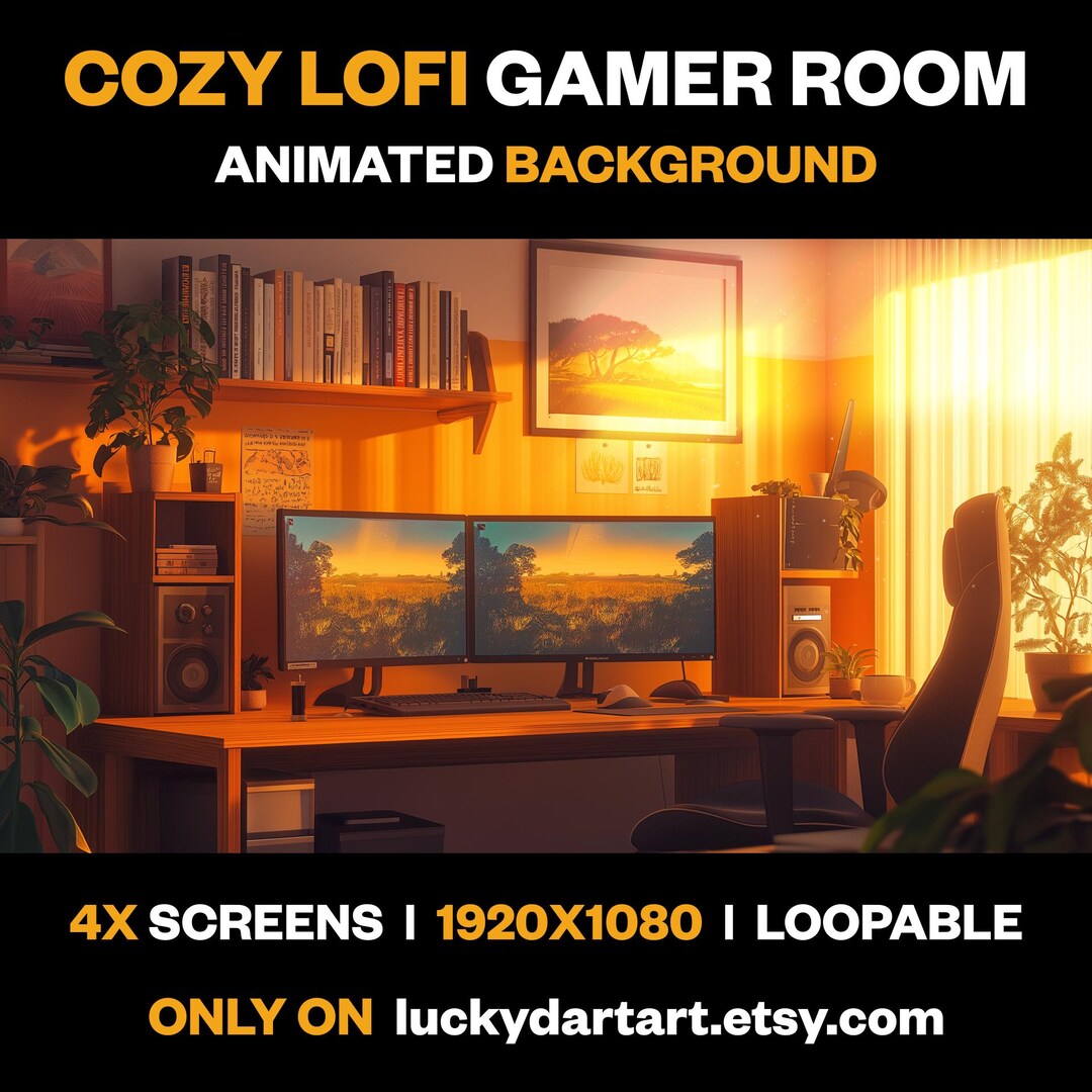 Cozy Lo-fi Gamer Room Animated Streaming Background (digital Download ...