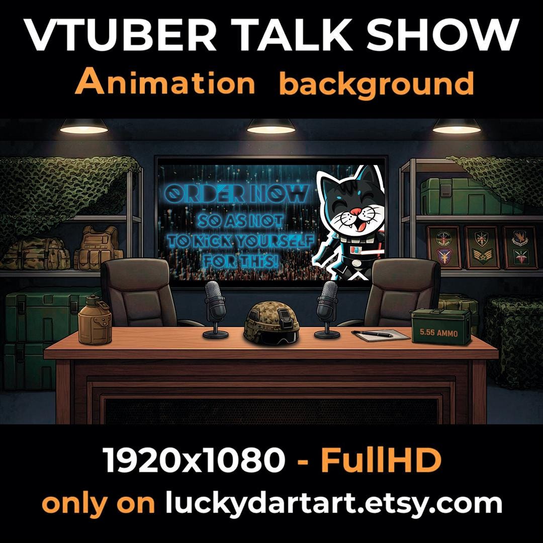 Vtuber Talk Show Animated Background | Military Studio Stream Overlay ...