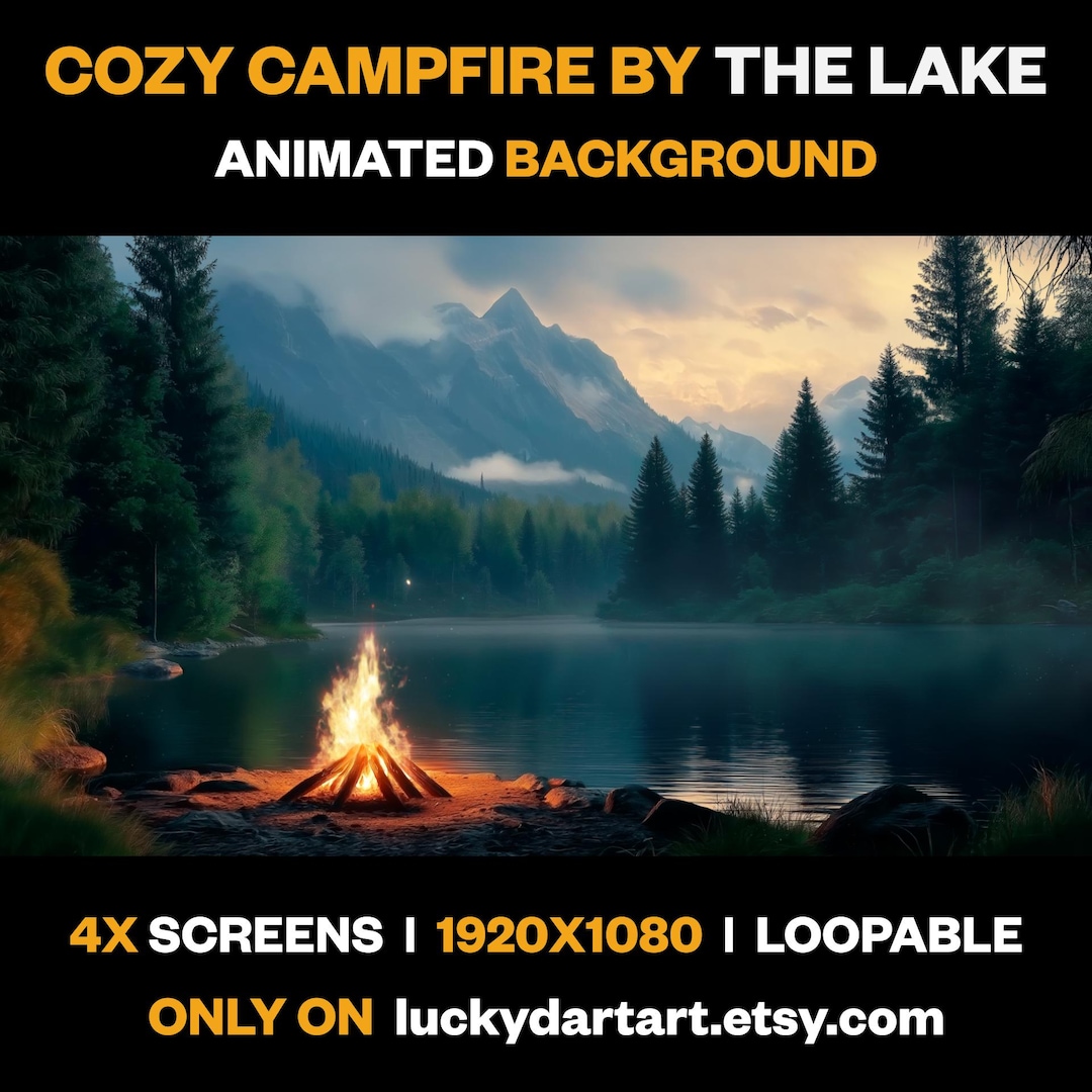 Animated Background | Lake Campfire | Misty Mountains | Peaceful Forest ...