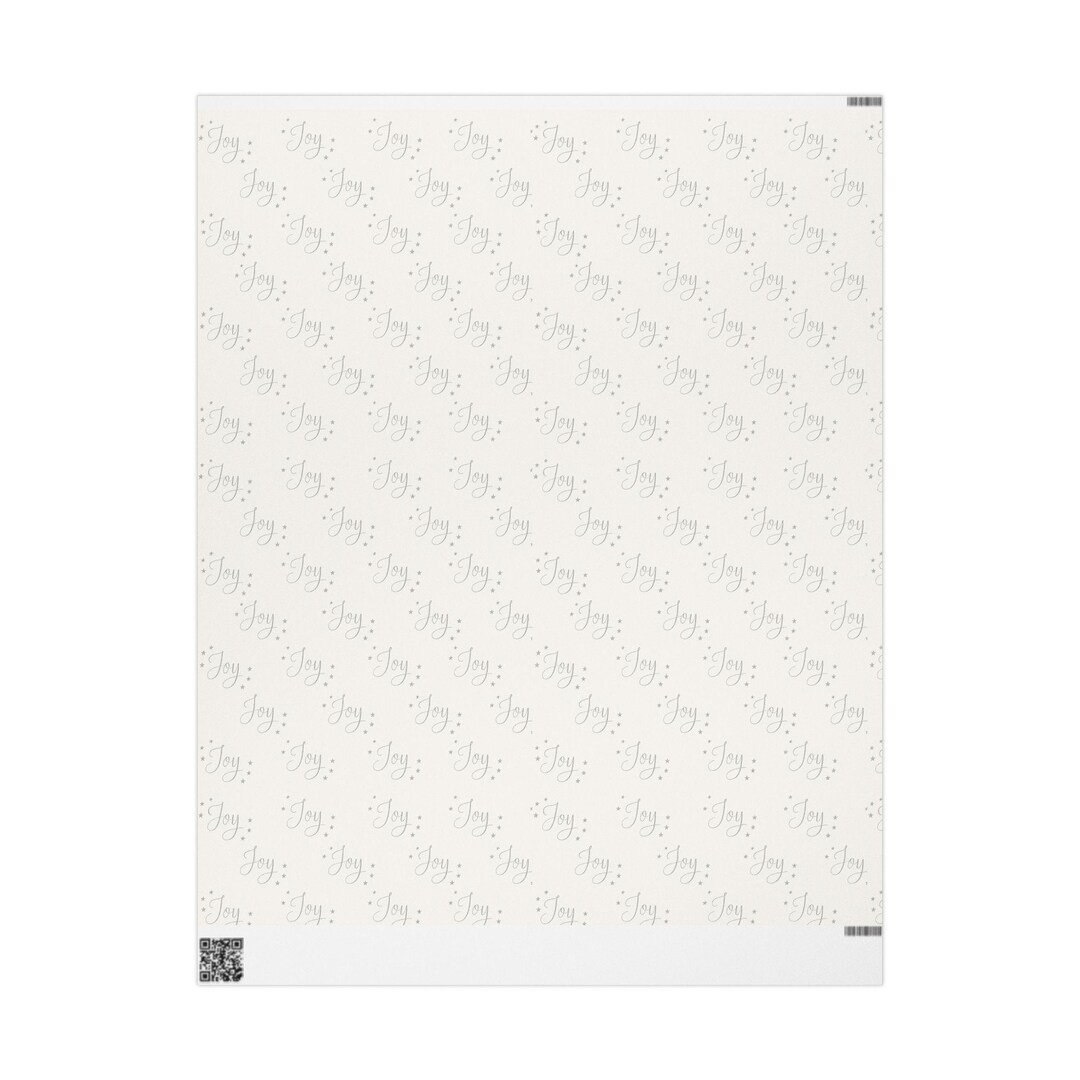 Joy Script Pattern Wrapping Paper | Holiday Gift Wrap, Silver Script on ...