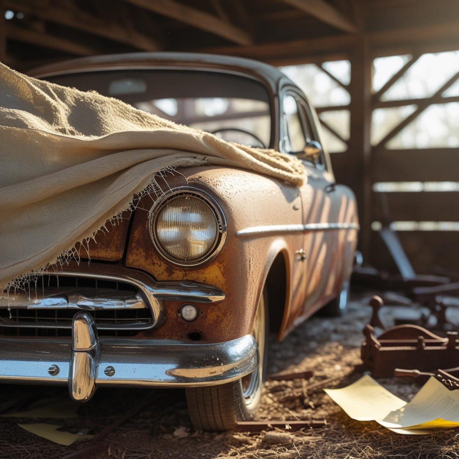 44 Classic Vintage Cars Covered in Moss, Stored in Rustic Garages - Etsy