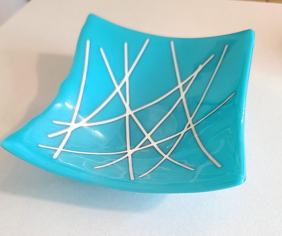 Art Glass Bowl, Turquoise Chopsticks - Etsy