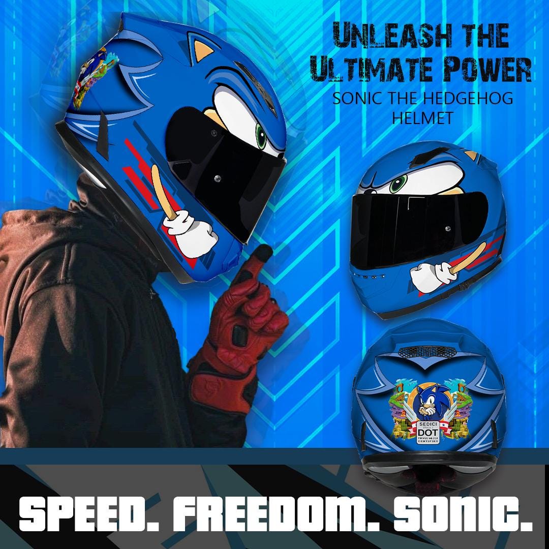 Sonic the Hedgehog Custom Character Motorcycle Helmets - Etsy