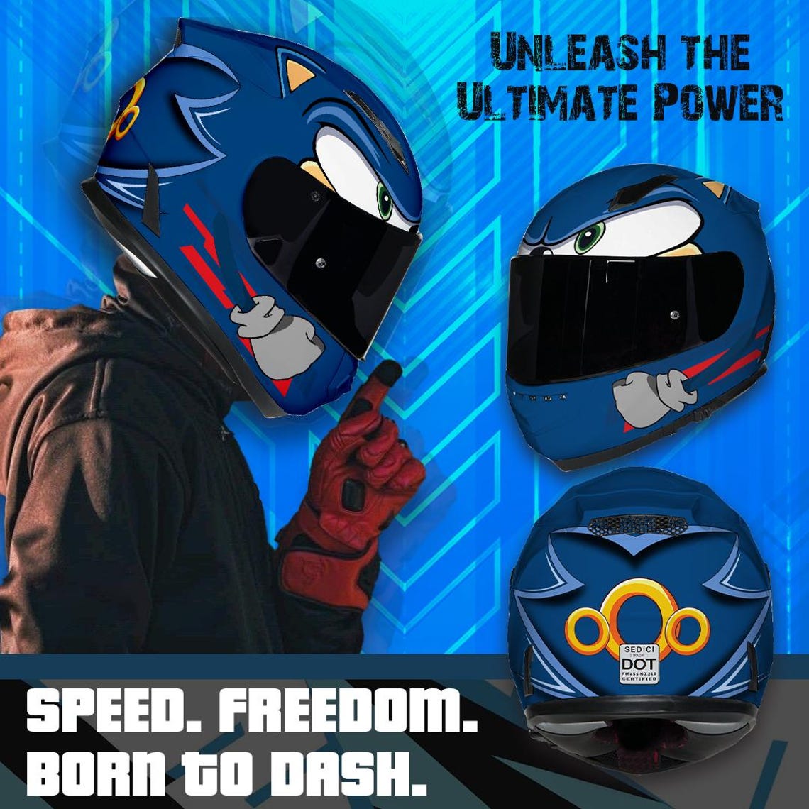 Blue Speedster Custom Character Motorcycle Helmets - Etsy