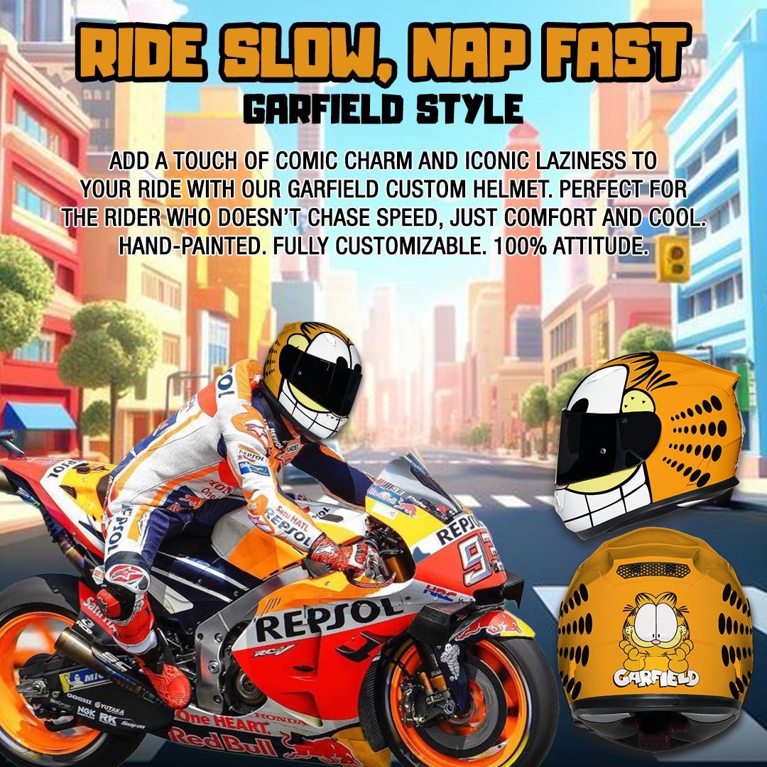 Garfield Custom Motorcycle Helmet Design - Etsy