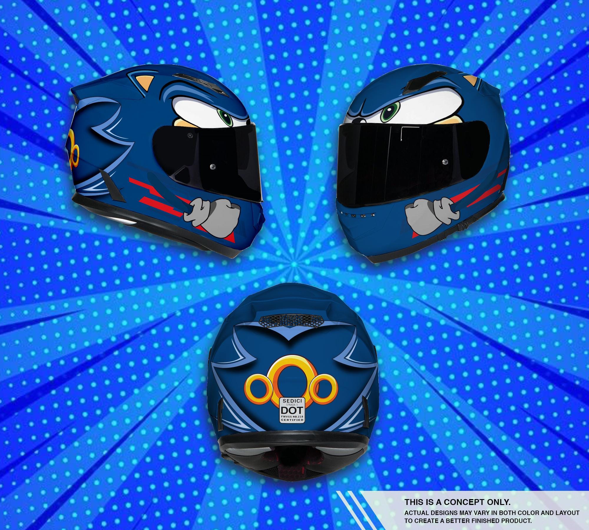 Blue Speedster Custom Character Motorcycle Helmets - Etsy