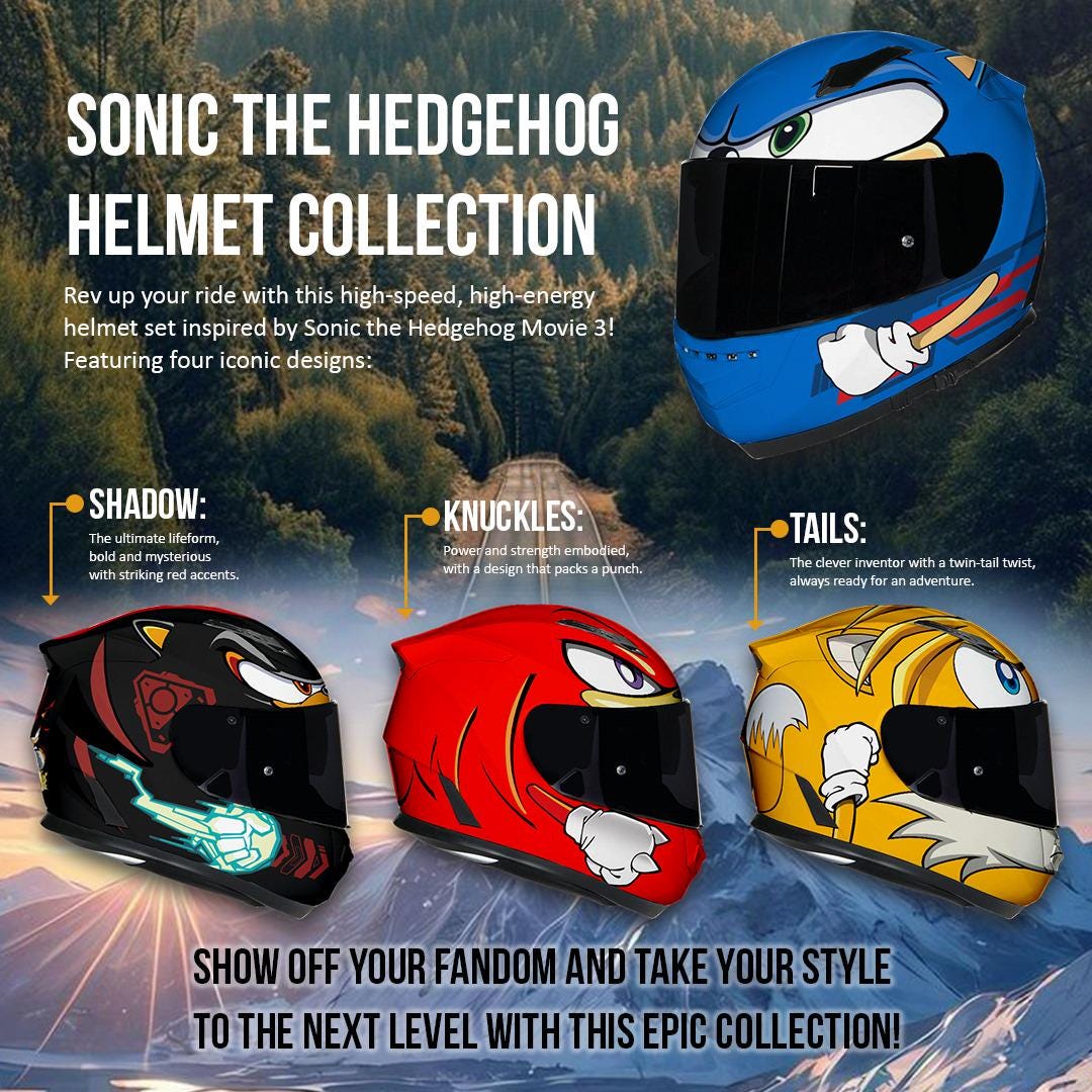 Sonic the Hedgehog Custom Character Motorcycle Helmets - Etsy