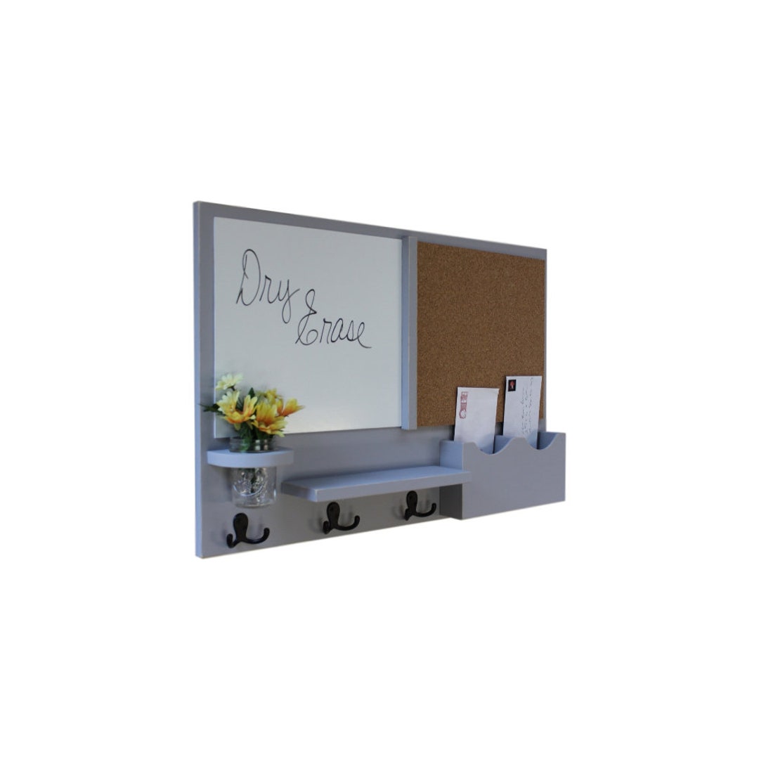 Mail Organizer Message Center Cork Board White Board Coat Rack Mason ...