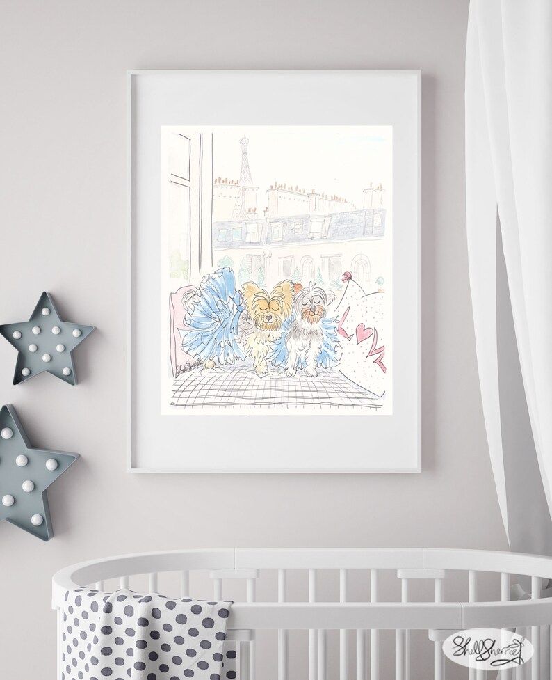 Paris Yorkie Dogs Print, Tutu Ballet, French Nursery Art - Etsy