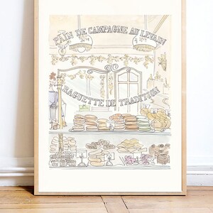 French Bakery Print Pain De Campagne Illustration, Patisserie Wall Art ...