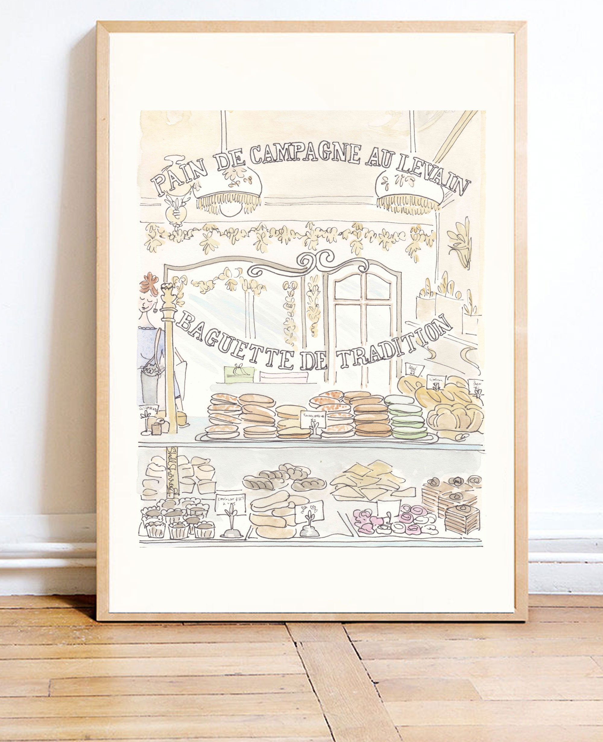 French Bakery Print: Pain De Campagne Watercolor Illustration - Etsy