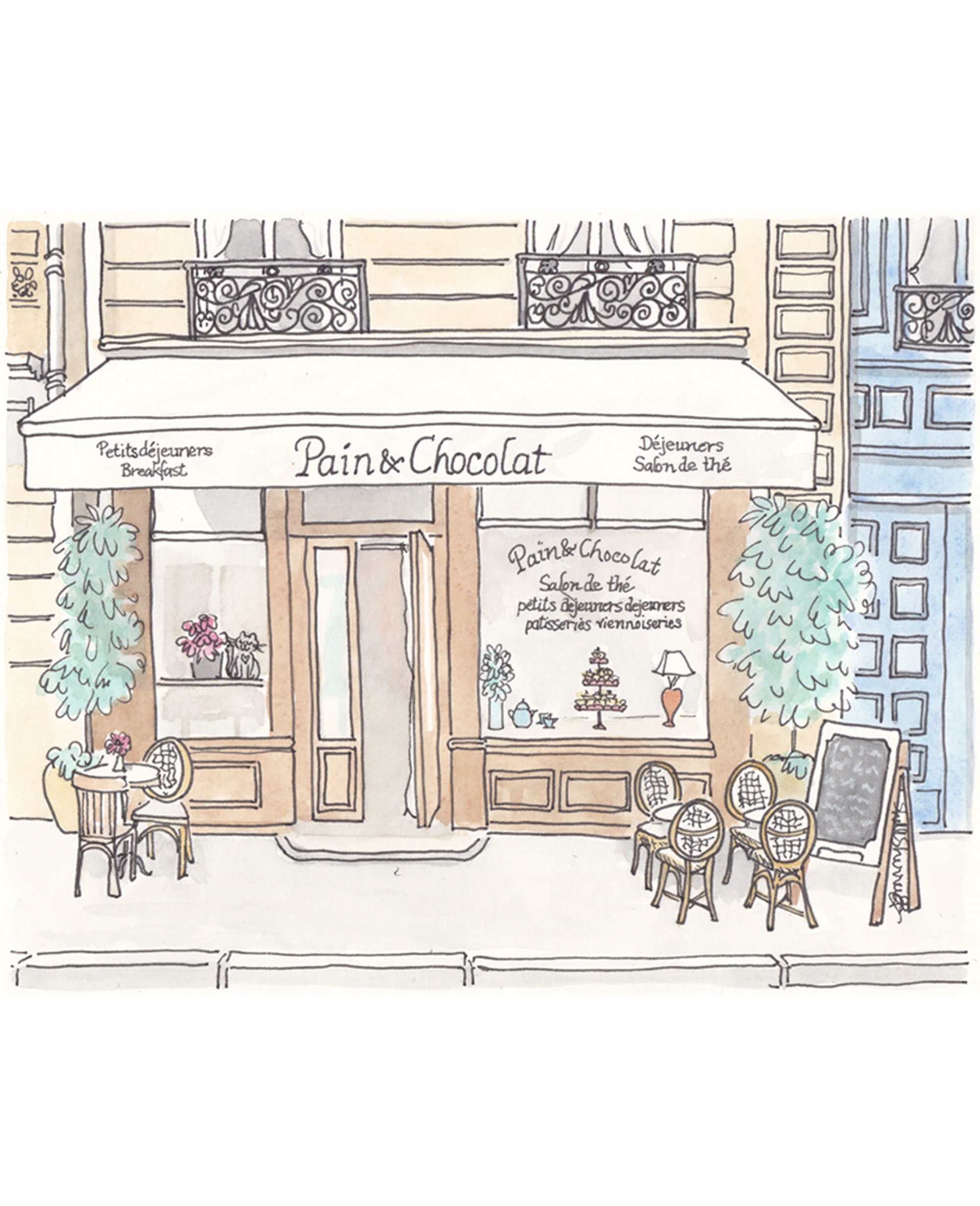 Paris Cafe Print Tea Salon Wall Art Pain Et Chocolat French Wall Art ...