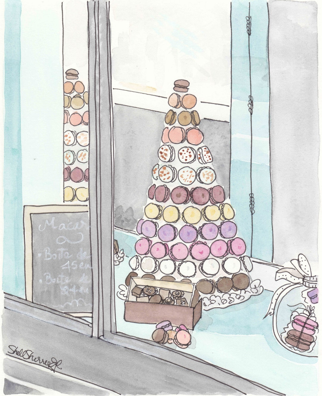 French Macaron Tower Wall Art - Paris Patisserie Print - French Decor ...