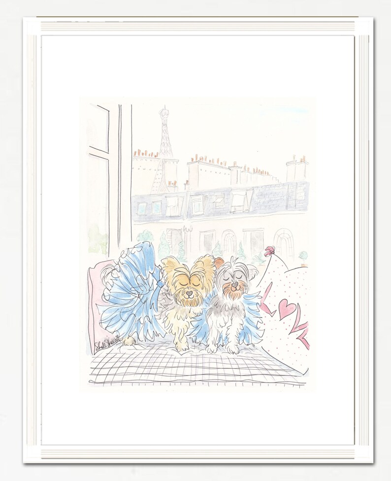 Paris Yorkie Dogs Print, Tutu Ballet, French Nursery Art - Etsy