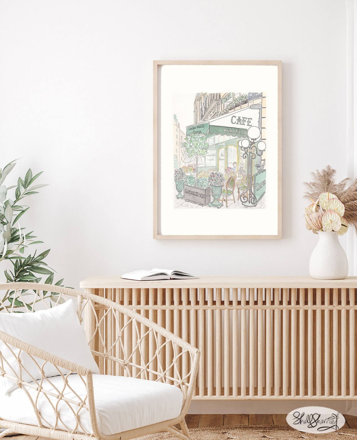 French Cafe Wall Art Painting - Paris Cafe De L'epoque Illustration ...