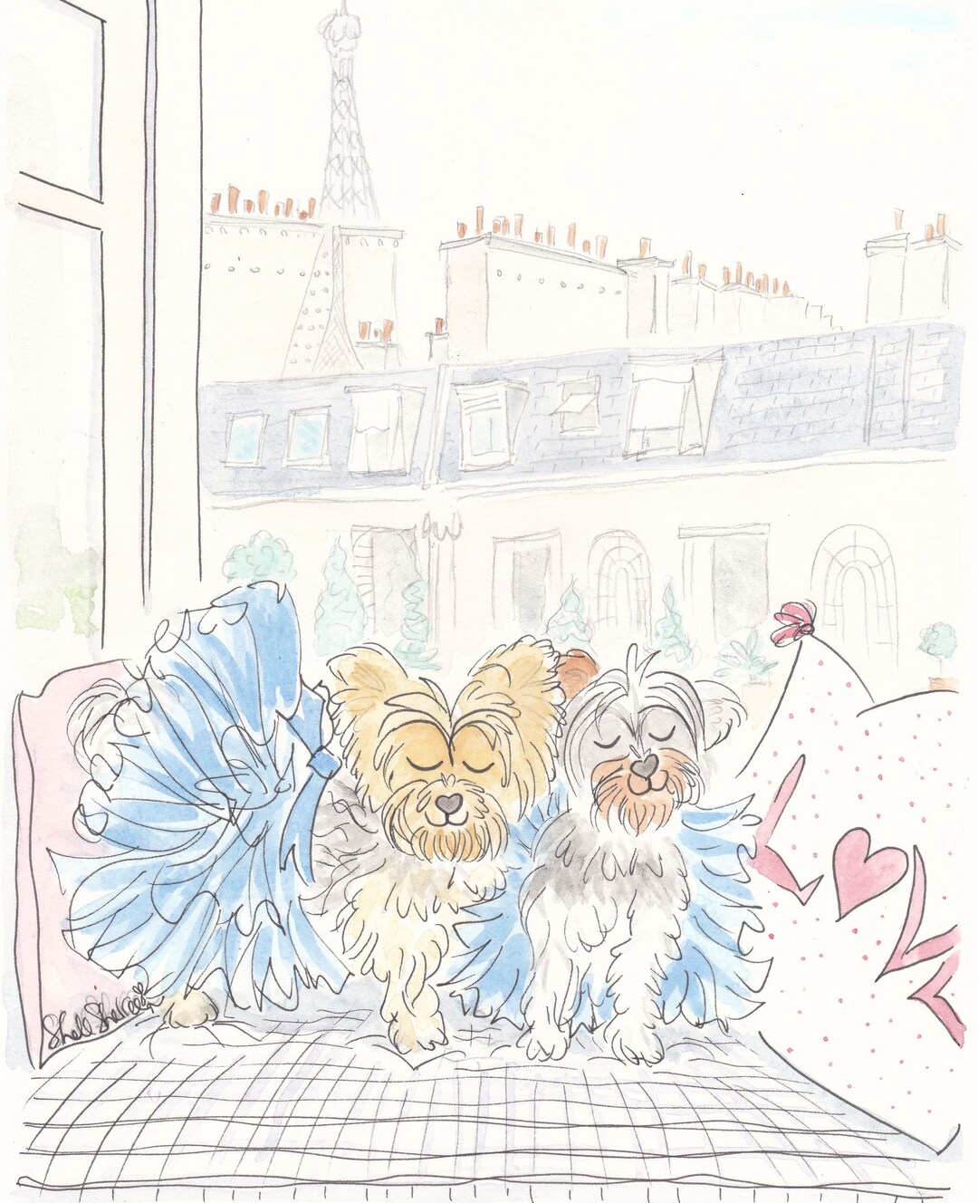 Paris Yorkie Dogs Print, Tutu Ballet, French Nursery Art - Etsy