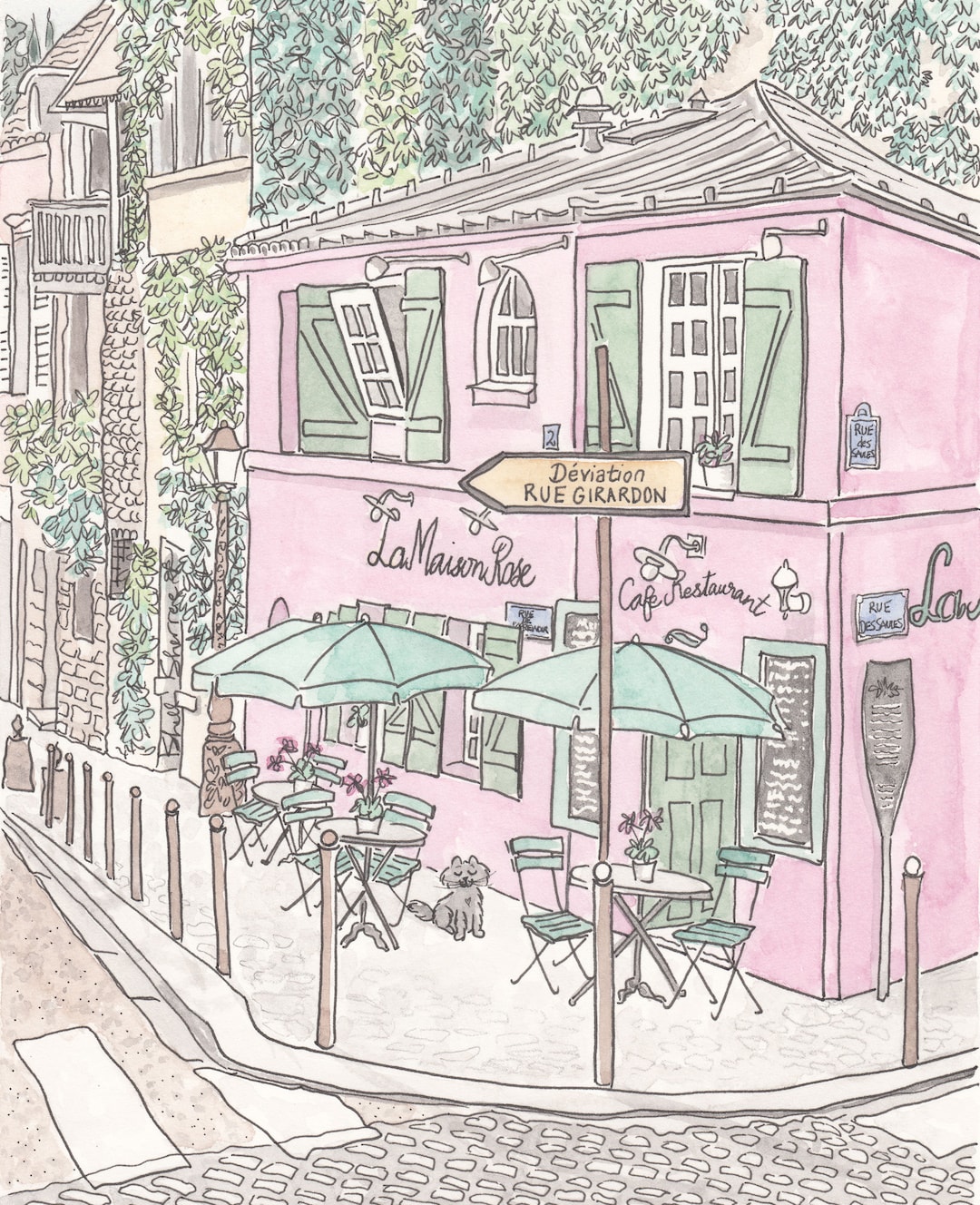 French Wall Art Pink Paris Cafe La Maison Rose - French Cafe Decor - Etsy