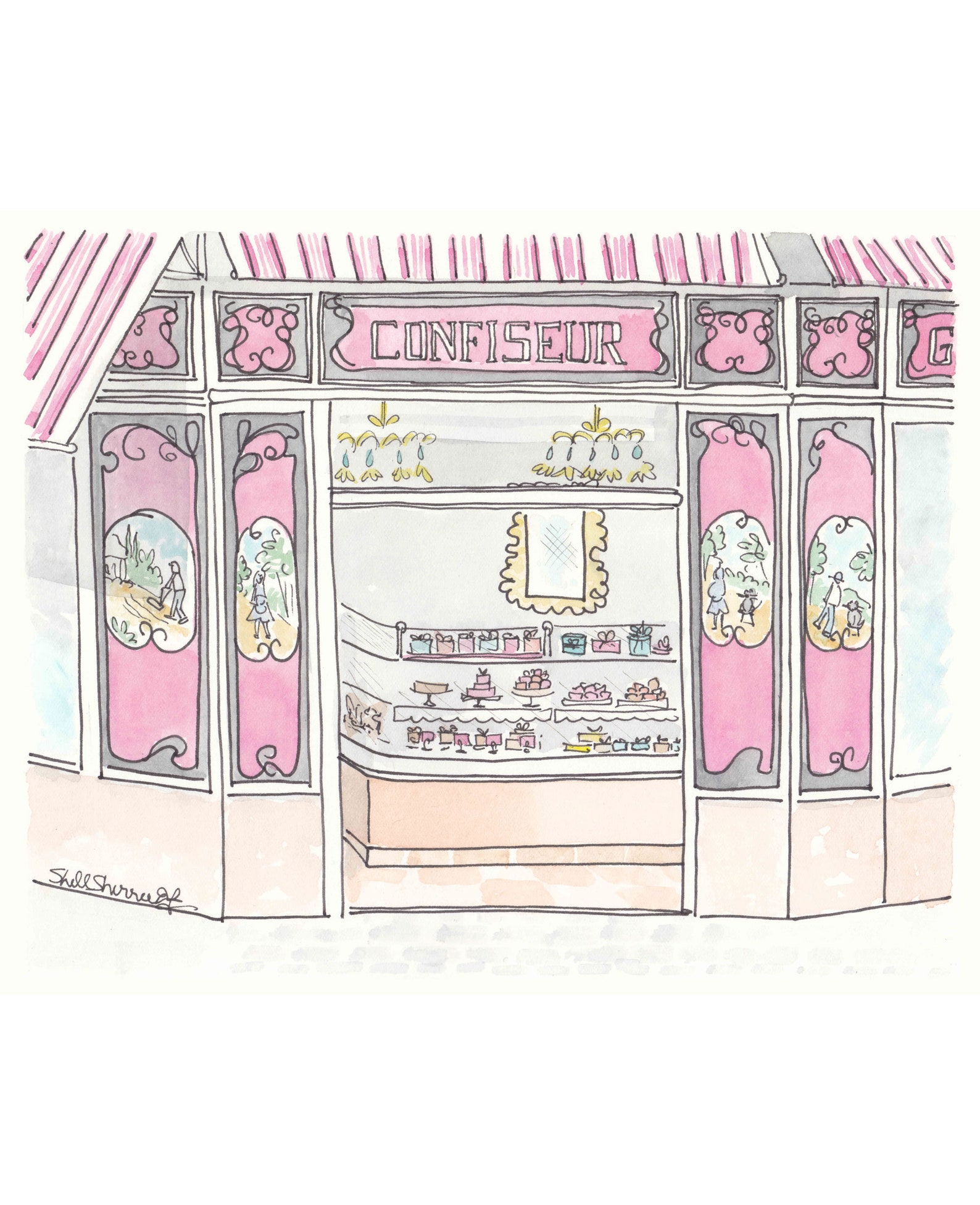 Paris Confiseur Pink Sweet Shop Patisserie Print - French Wall Art - Etsy