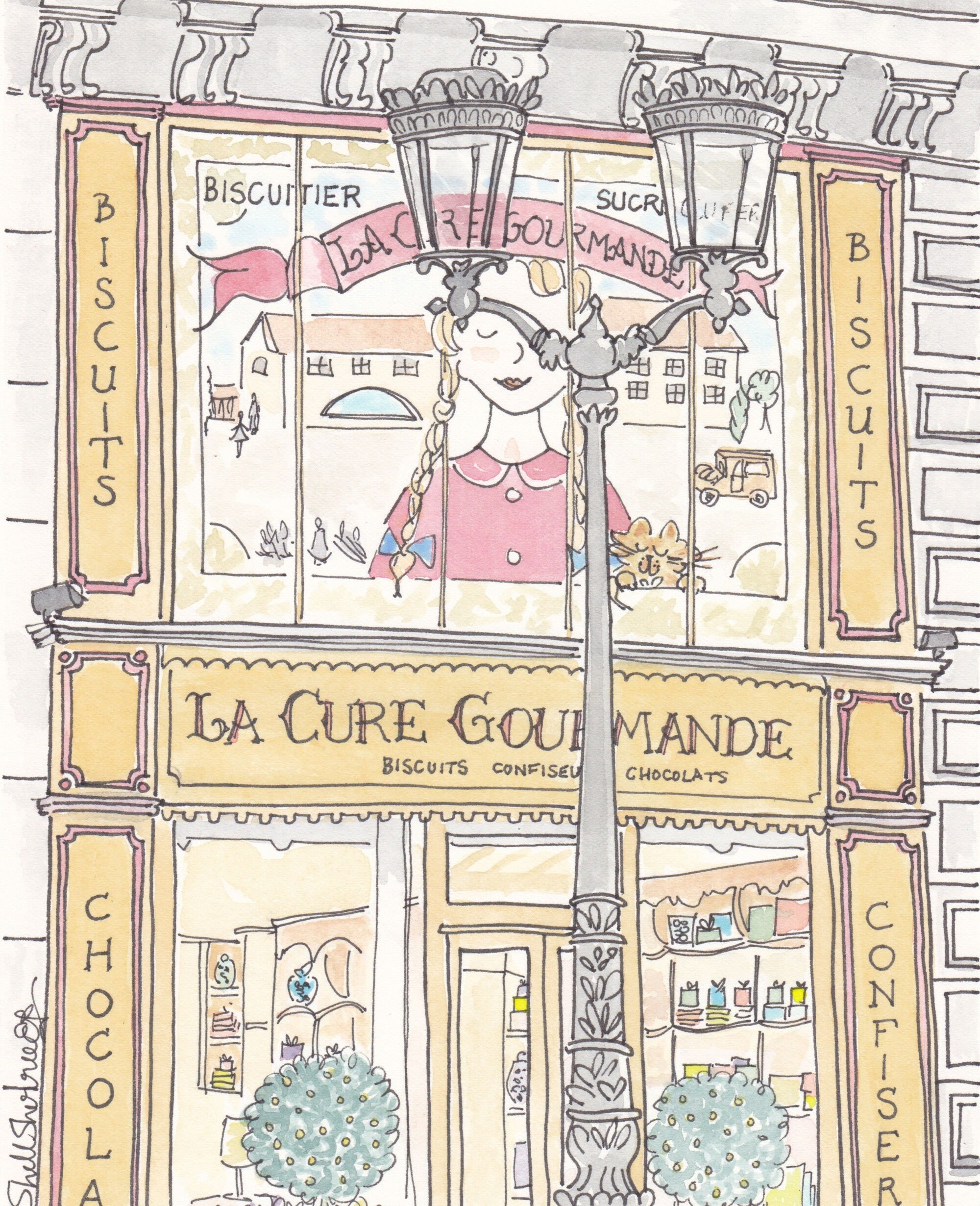 Paris Print, French Shop La Cure Gourmande Illustration, French Print ...