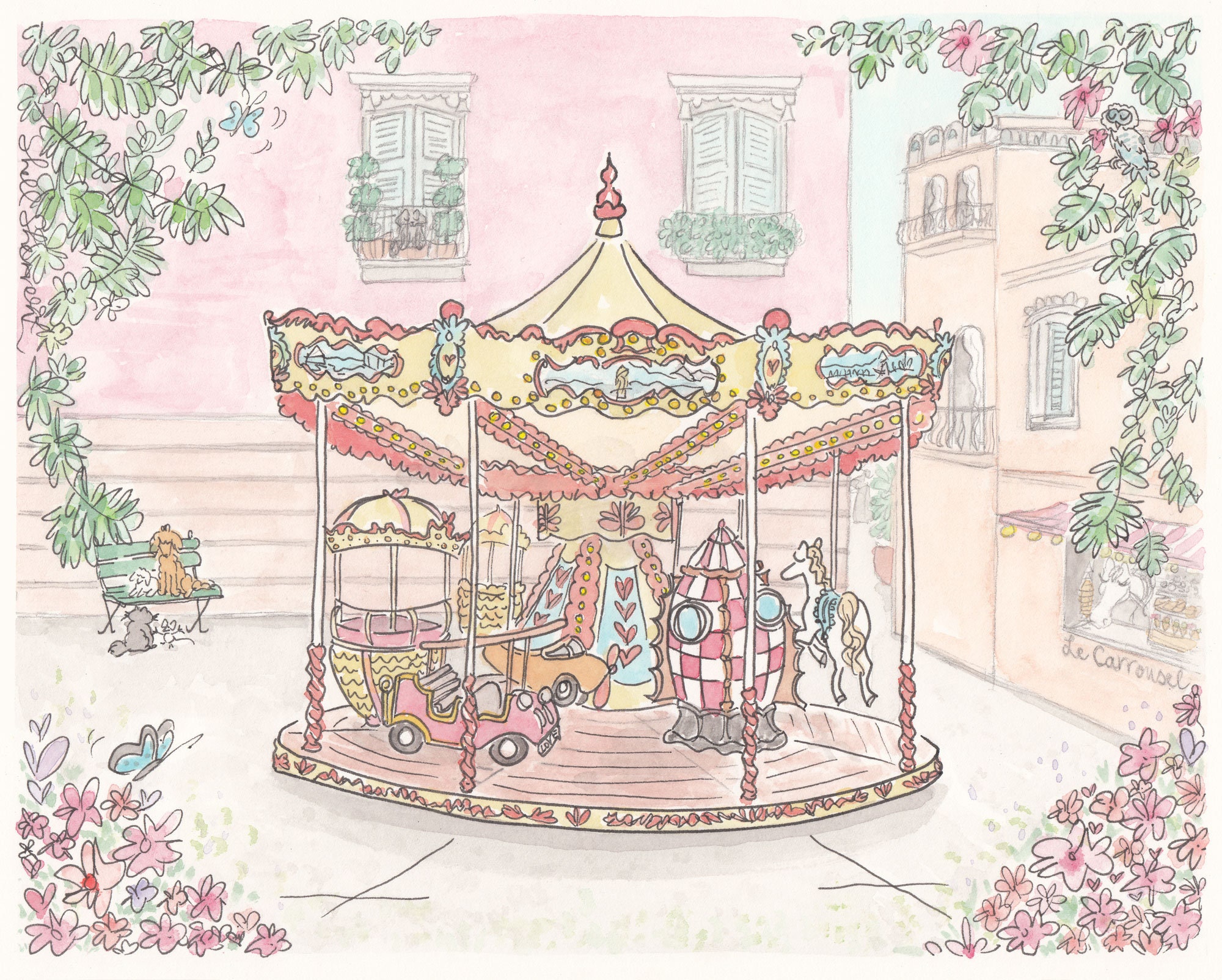French Carousel With Travel Theme Wall Art Vertical Also Available ...