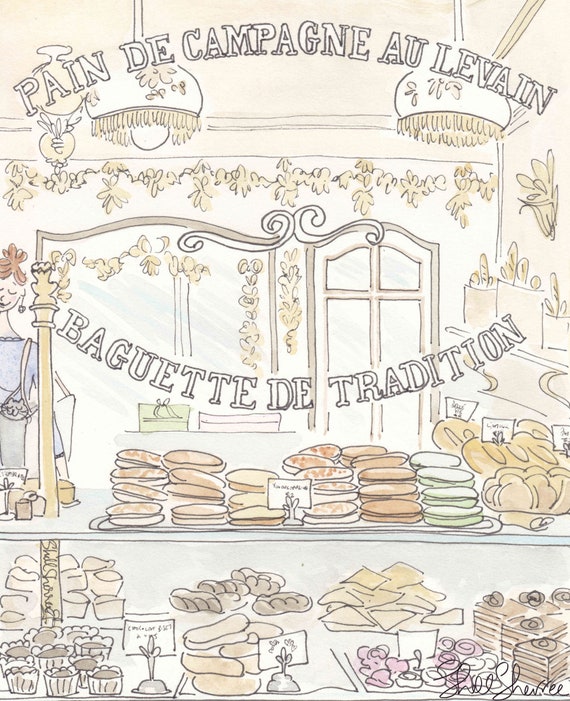 French Bakery Print Pain De Campagne Illustration Patisserie - Etsy