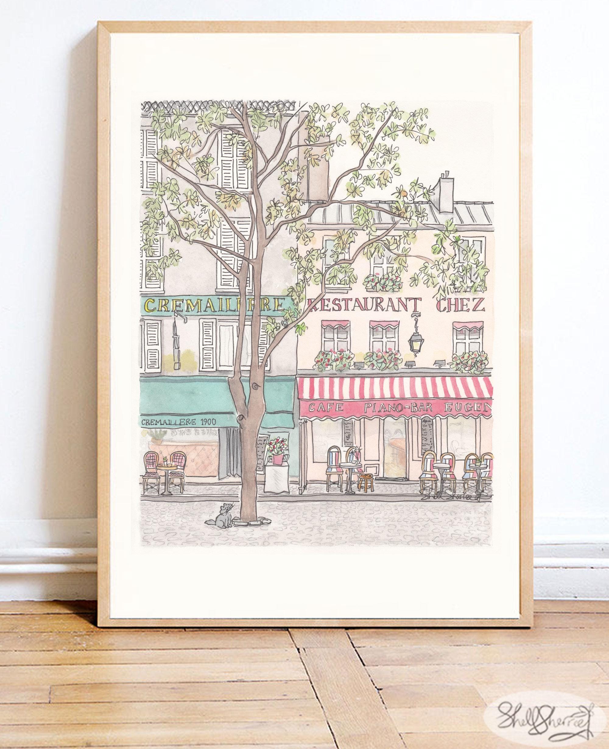 French Cafes Street Scene Wall Art Painting - Paris Restaurants Print ...