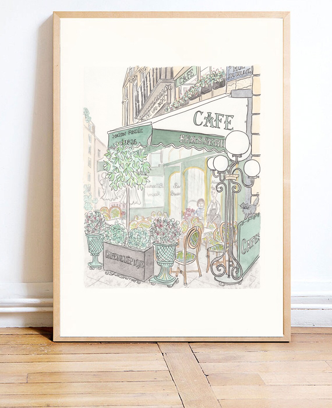 French Cafe Wall Art Painting - Paris Cafe De L'epoque Illustration ...