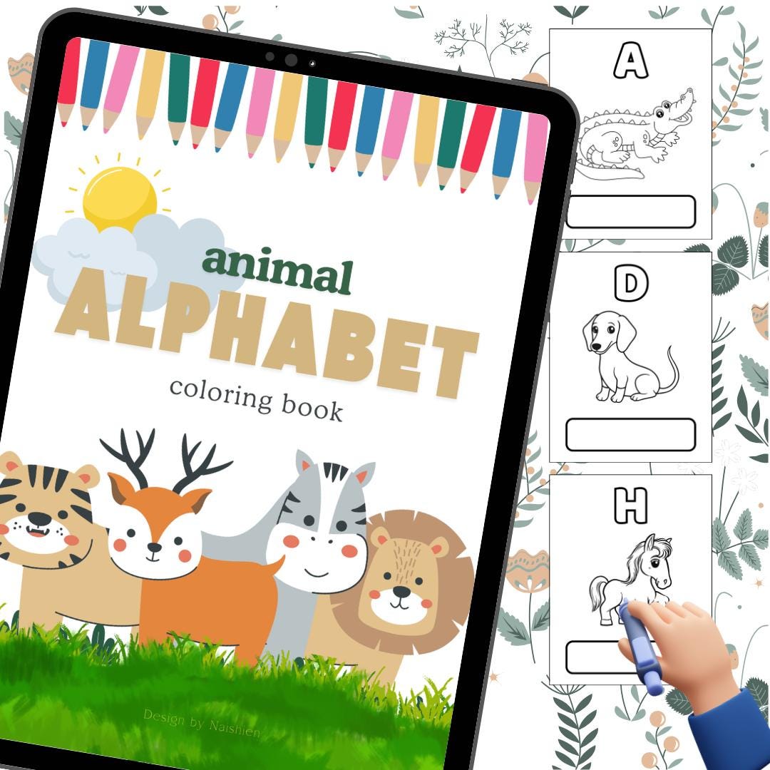 Animal Alphabet Coloring Book Activity for Kids - Etsy
