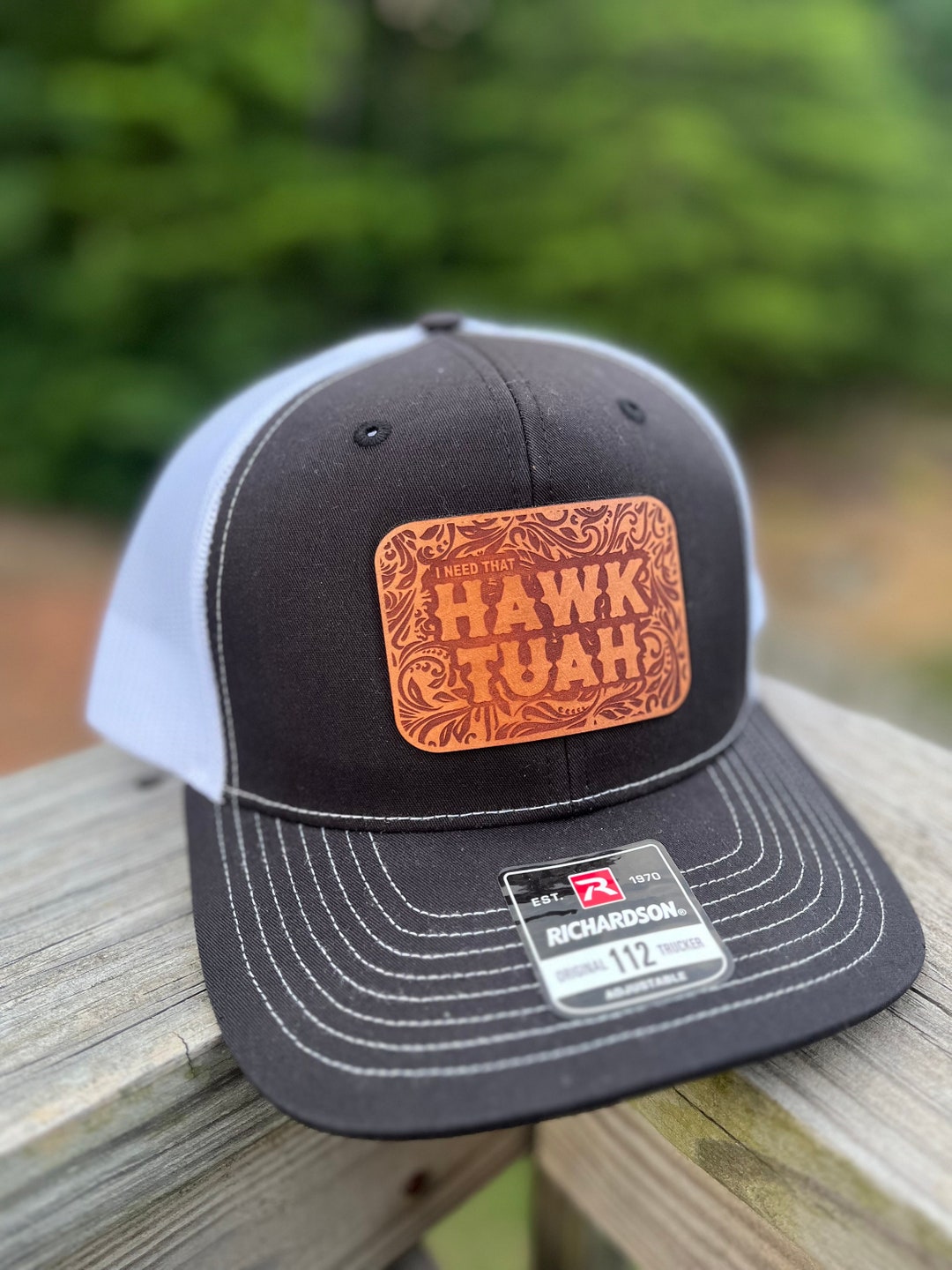 Custom Engraved Leather Patch Hat, Hawk Tuah - Etsy