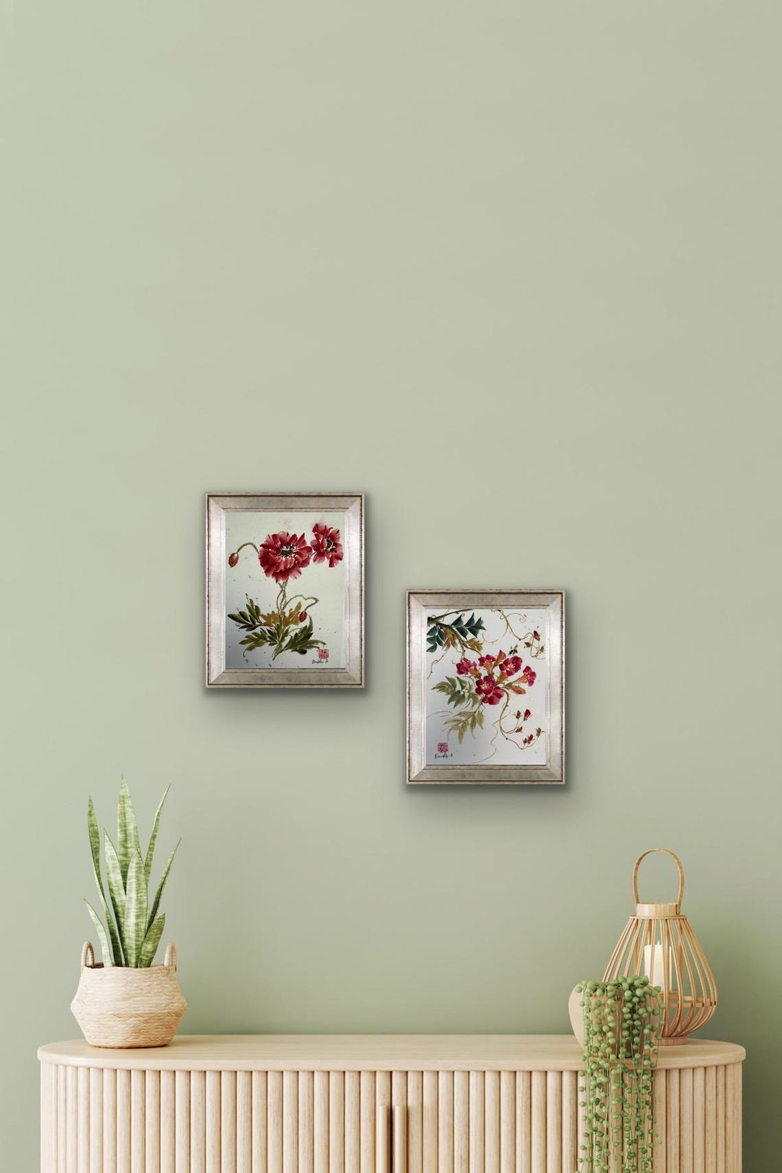 Trumpet Vine & Bee Watercolor Painting: Chinese Sumie-e Art - Etsy