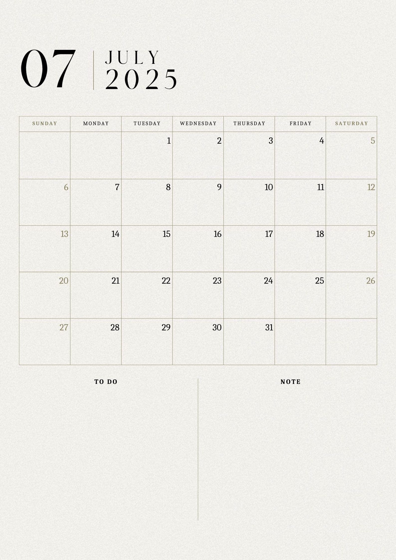 Minimalist Digital Printable Calendar - Etsy