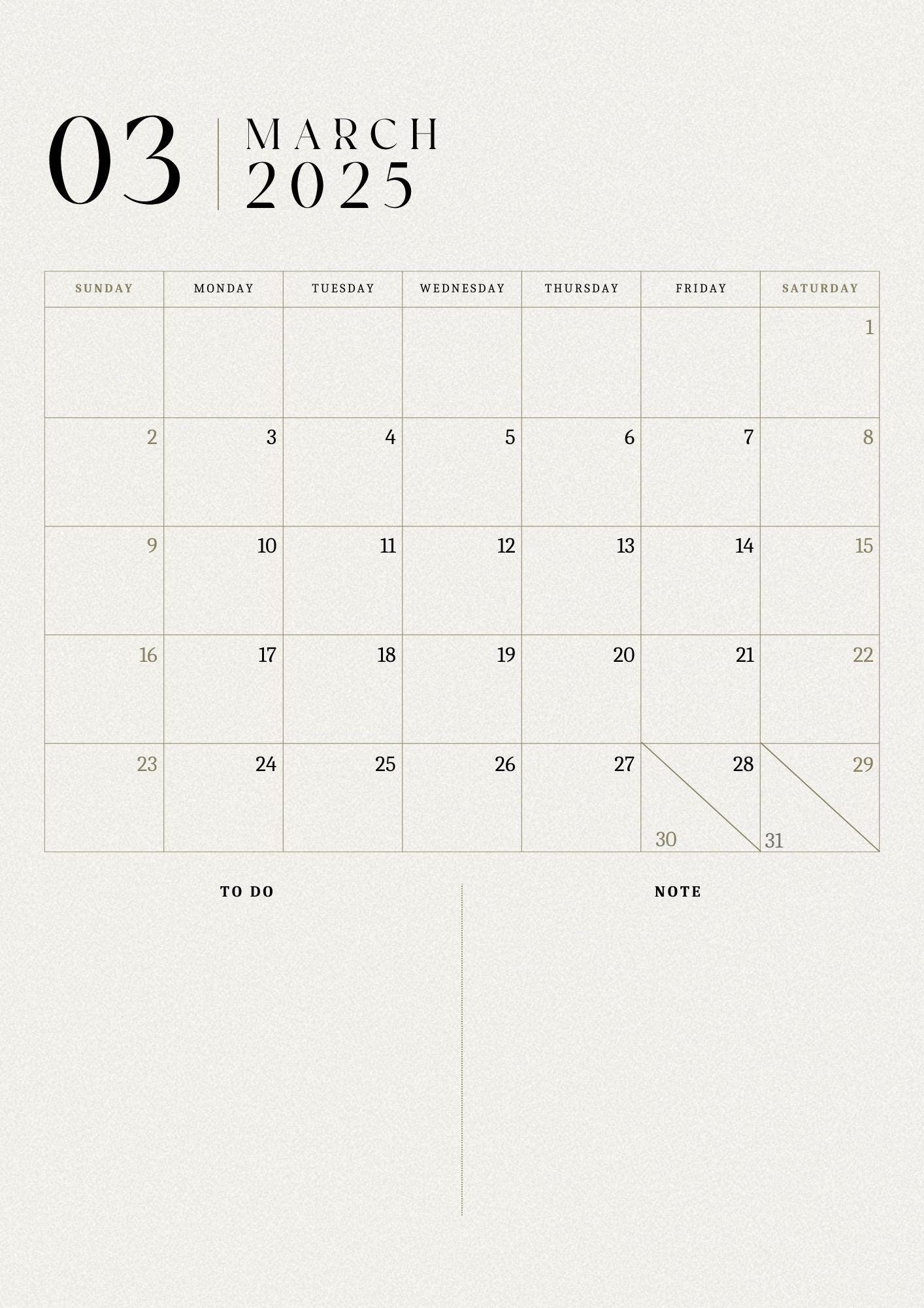 Minimalist Digital Printable Calendar - Etsy