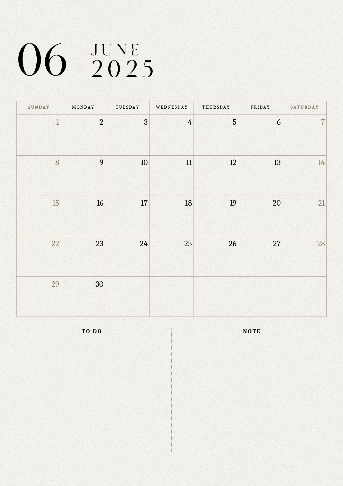 Minimalist Digital Printable Calendar - Etsy