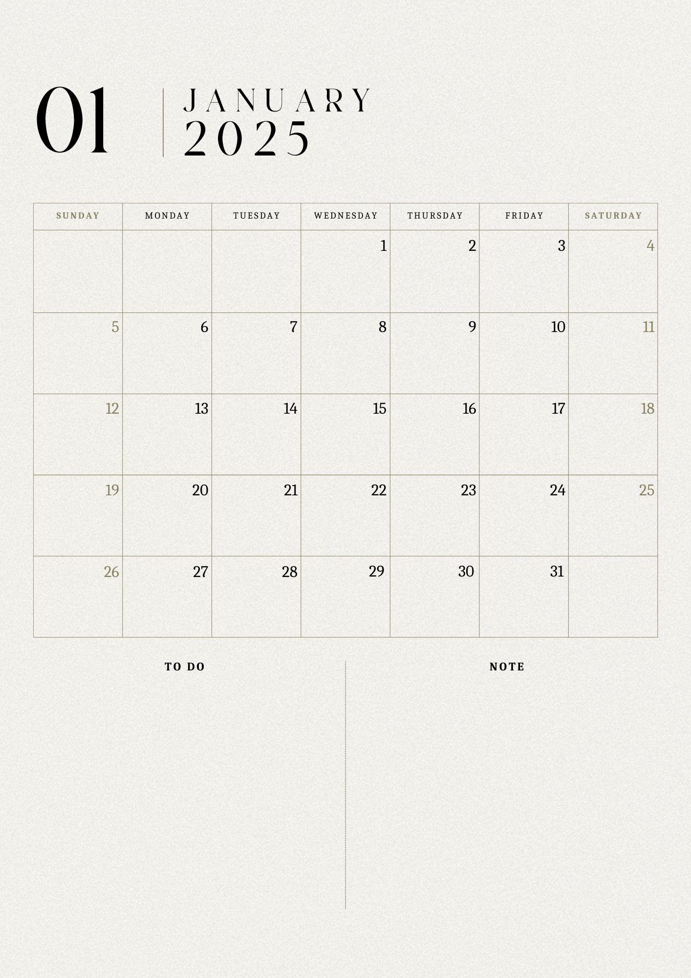 Minimalist Digital Printable Calendar - Etsy