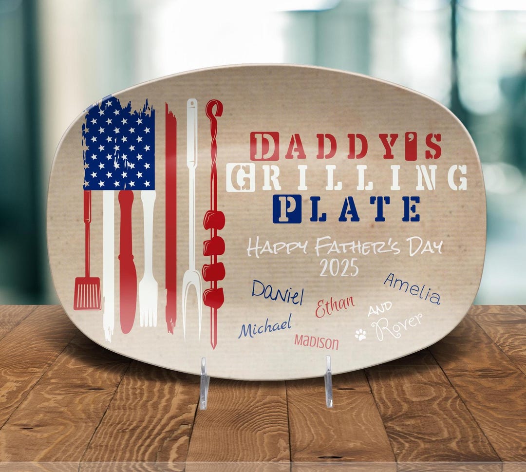 Custom Grilling Platter Daddy's Grilling Plate US Flag Patriotic ...