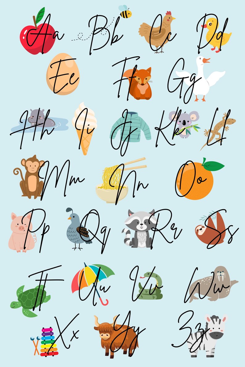 Stylish Alphabet Digital Printable Poster, Educational Letters Wall ...
